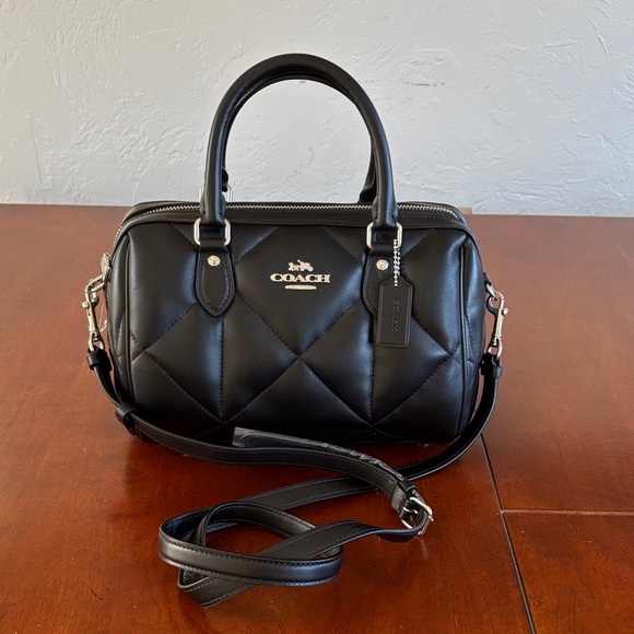 Coach | Bags | Authentic Coach Rowan Black Puffy Diamond Quilted ...